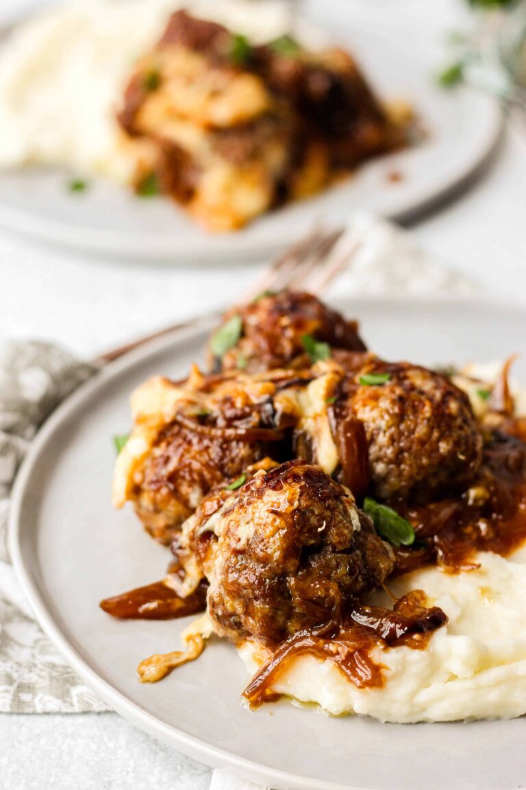 French Onion Meatballs - A Seasoned Greeting