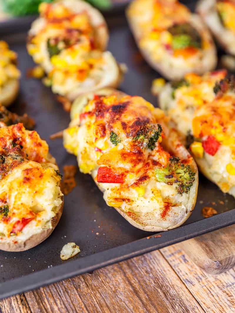 Veggie Stuffed Twice Baked Potatoes - A Seasoned Greeting