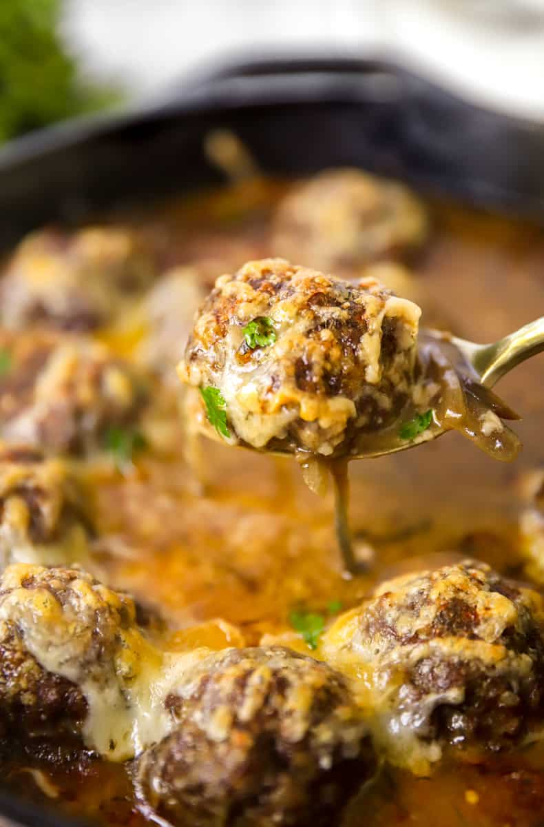 French Onion Meatballs - A Seasoned Greeting